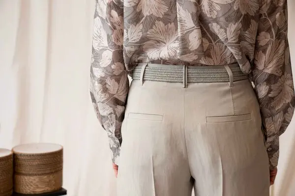 Brunello Cucinelli Pleated Flax Trousers With Beaded Detail