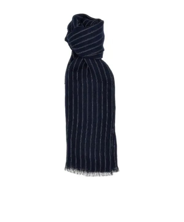 Brunello Cucinelli Striped Frayed Hem Scarf - Black