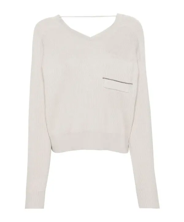 Brunello Cucinelli Monili Chain V-neck Cotton Jumper