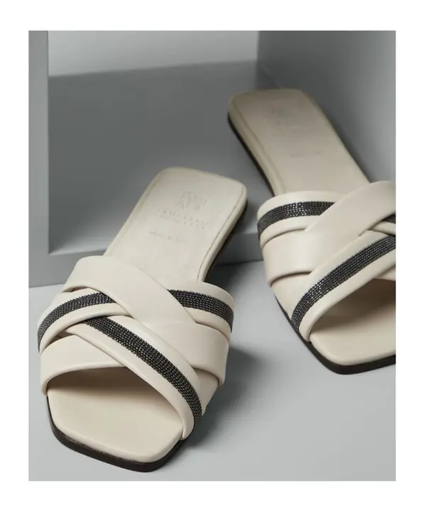 Brunello Cucinelli Beaded Slip-on Sandals