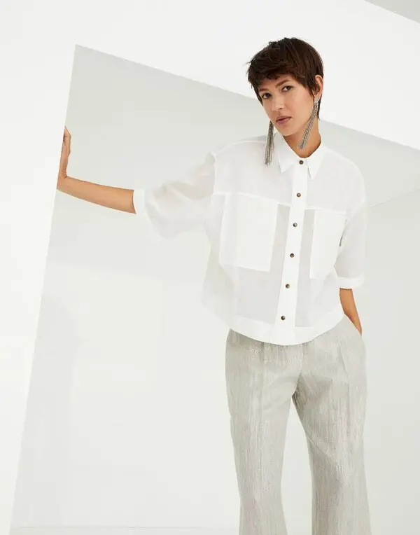 Brunello Cucinelli Semi-sheer Short-sleeved Shirt