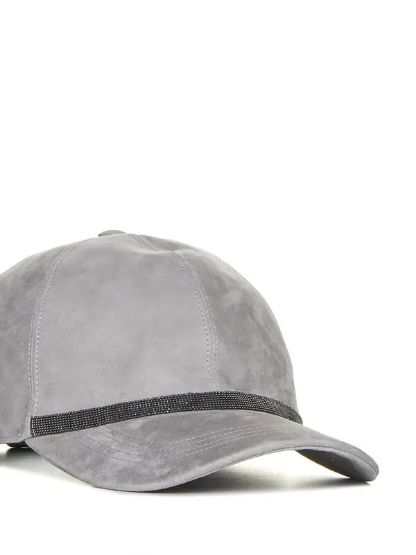 Brunello Cucinelli Suede Cap With Metallic Trim