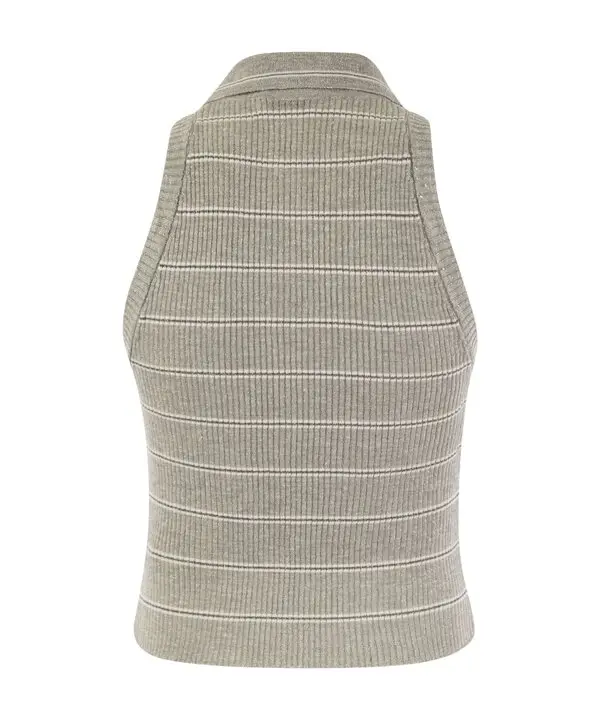 Brunello Cucinelli Sleeveless Ribbed Polo Shirt