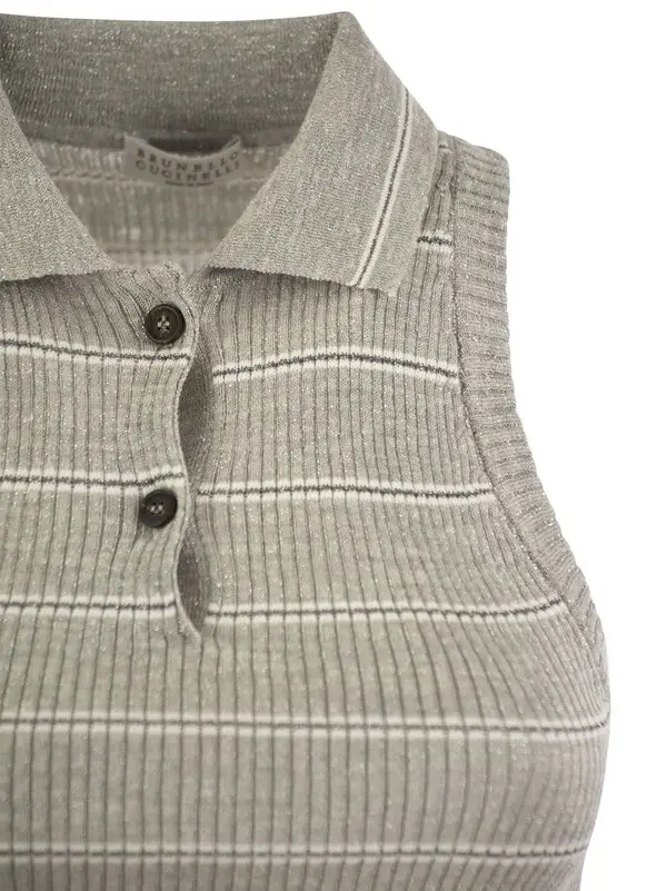 Brunello Cucinelli Sleeveless Ribbed Polo Shirt