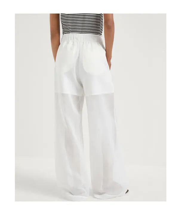 Brunello Cucinelli High-waist Wide-leg Trousers - White