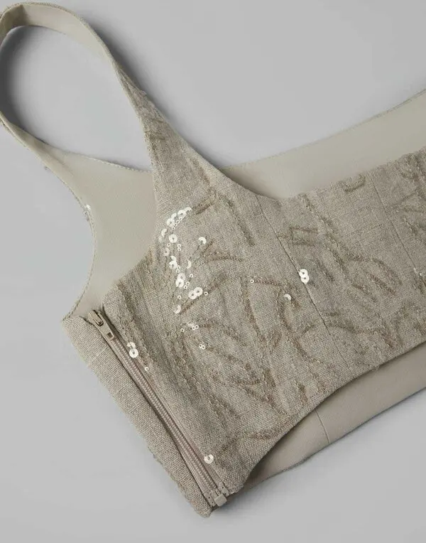 Brunello Cucinelli Sequin-embellished Linen Top