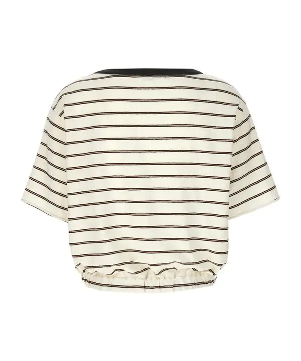 Brunello Cucinelli Monile V-neck Striped T-shirt