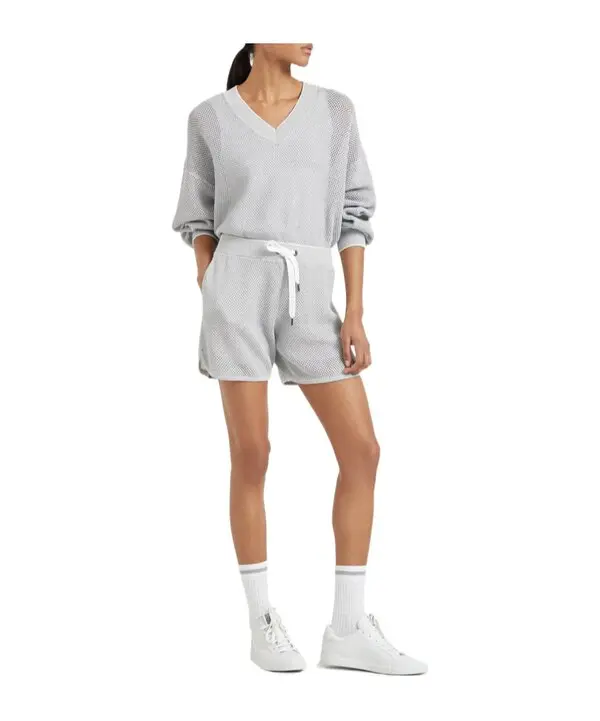 Brunello Cucinelli Sparkling Net Knit Drawstring Shorts