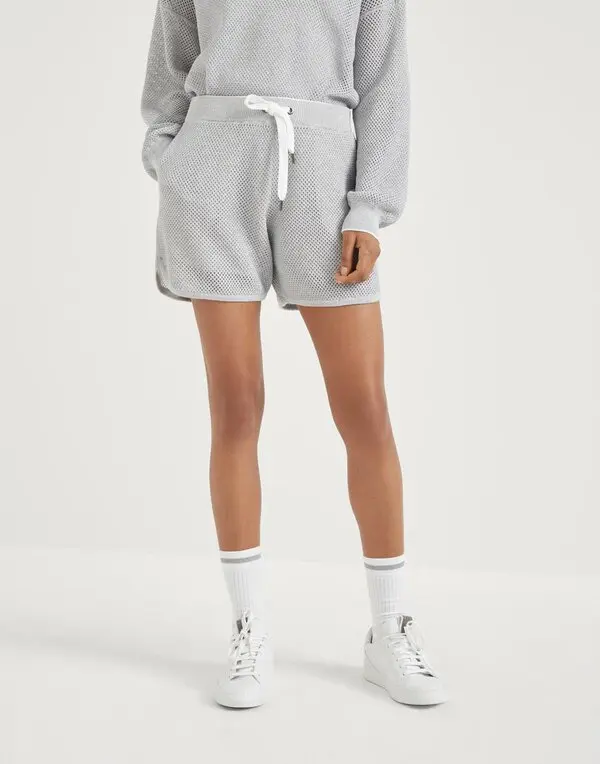 Brunello Cucinelli Sparkling Net Knit Drawstring Shorts