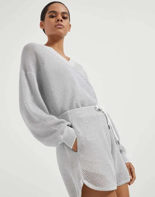 Brunello Cucinelli Sparkling Net Knit Drawstring Shorts