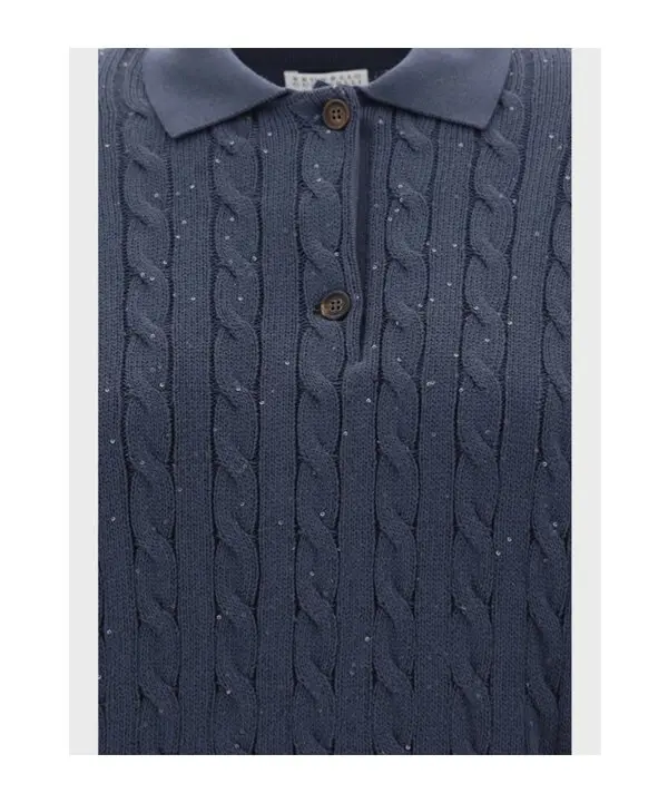 Brunello Cucinelli Sequin-embellished Polo Jumper