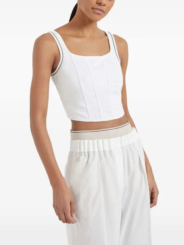 Brunello Cucinelli Square Neck Cropped Top