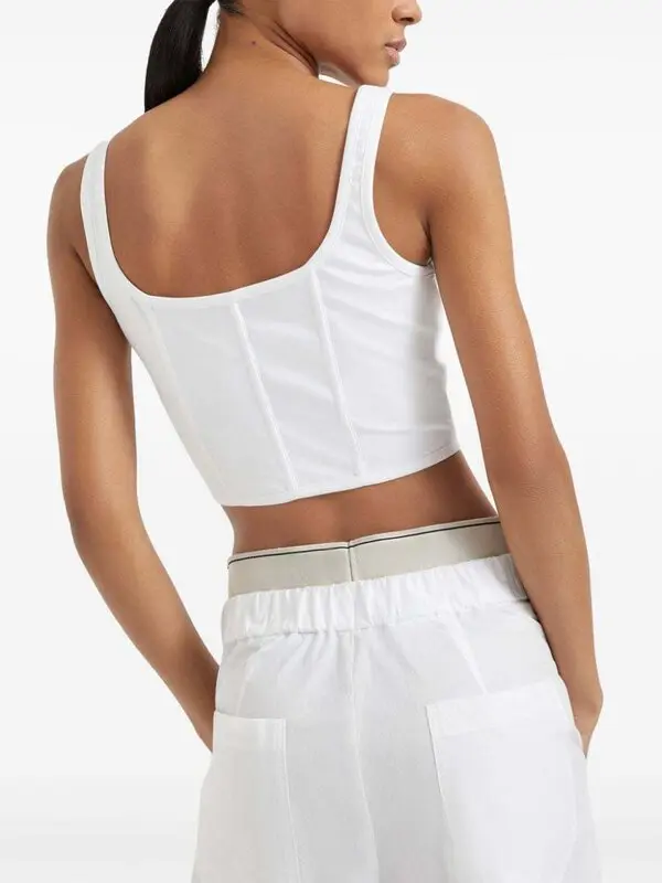 Brunello Cucinelli Square Neck Cropped Top