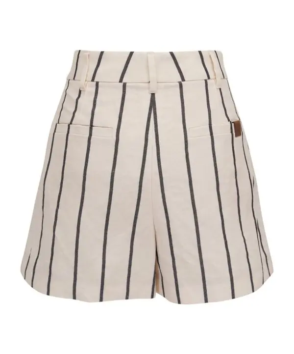 Brunello Cucinelli Striped Cotton-linen Shorts