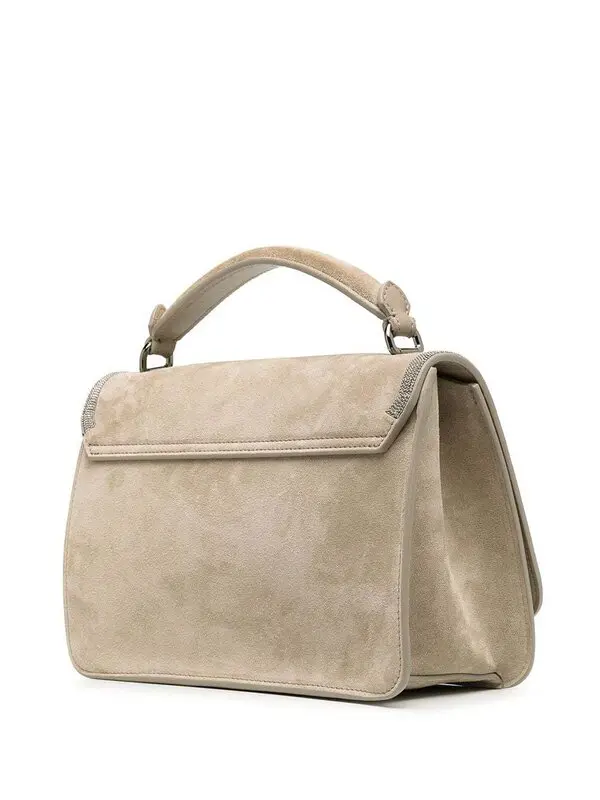 Brunello Cucinelli Suede Metallic Trim Crossbody Bag