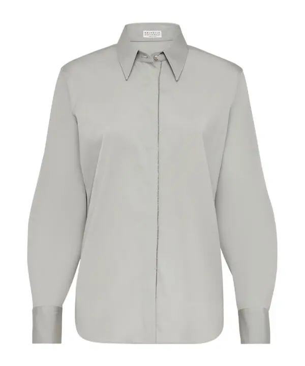 Brunello Cucinelli Bead Embellished Poplin Shirt