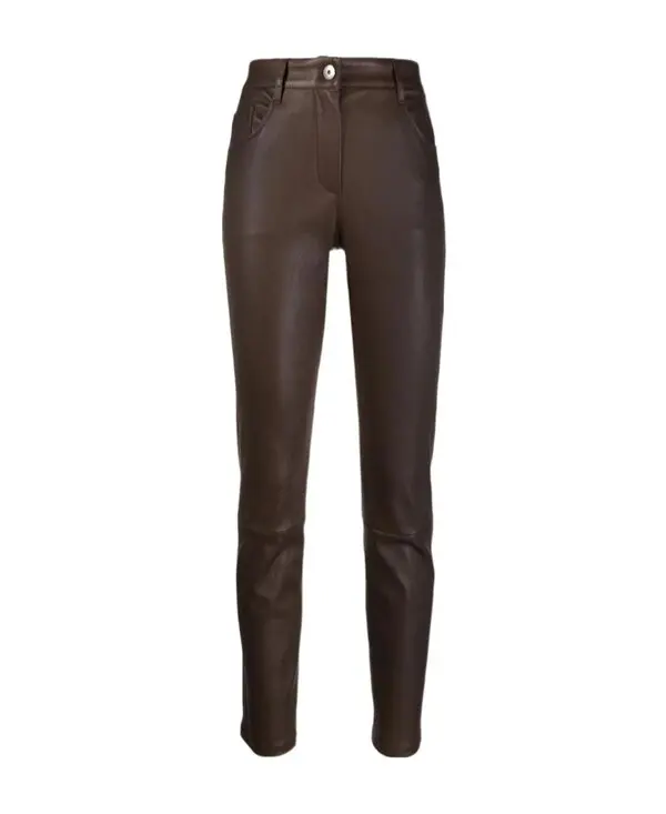 Brunello Cucinelli Slim-fit Leather Trousers