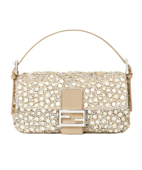 Fendi Baguette 26424 Bag Embroidered With Cabochon Crystals