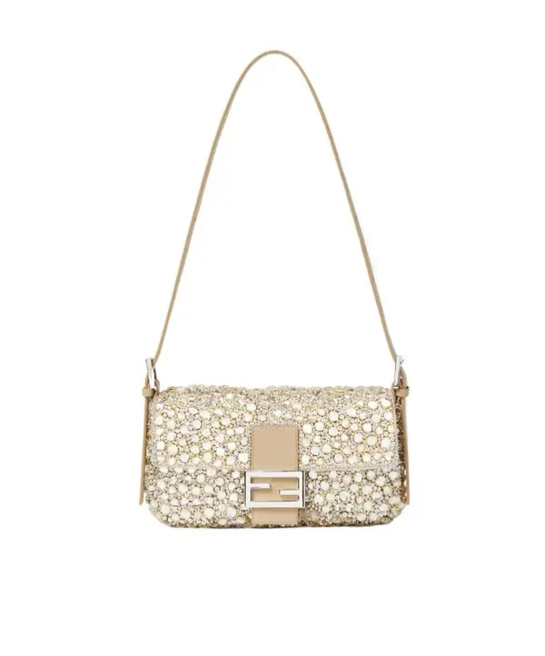 Fendi Baguette 26424 Bag Embroidered With Cabochon Crystals