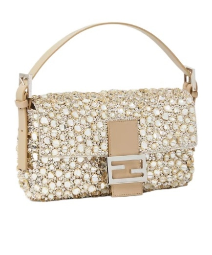 Fendi Baguette 26424 Bag Embroidered With Cabochon Crystals