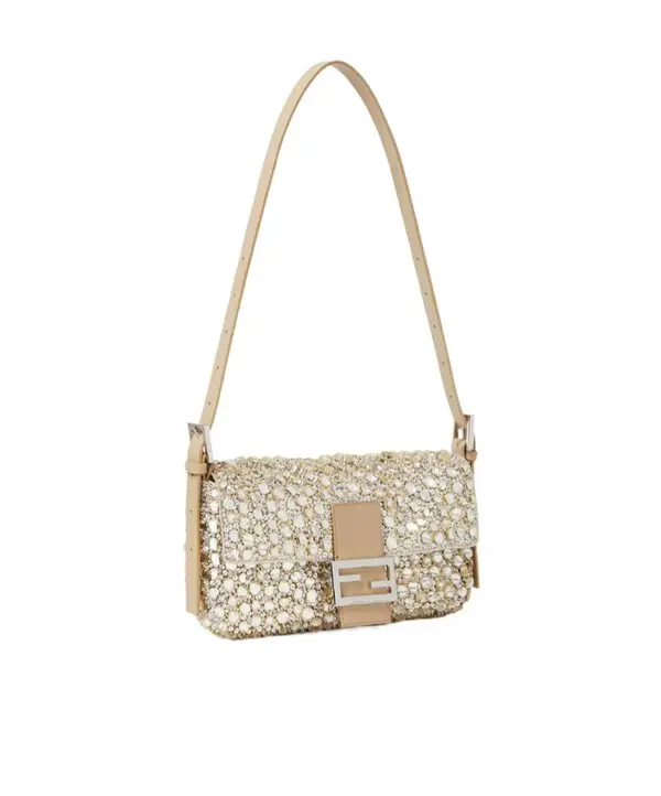 Fendi Baguette 26424 Bag Embroidered With Cabochon Crystals