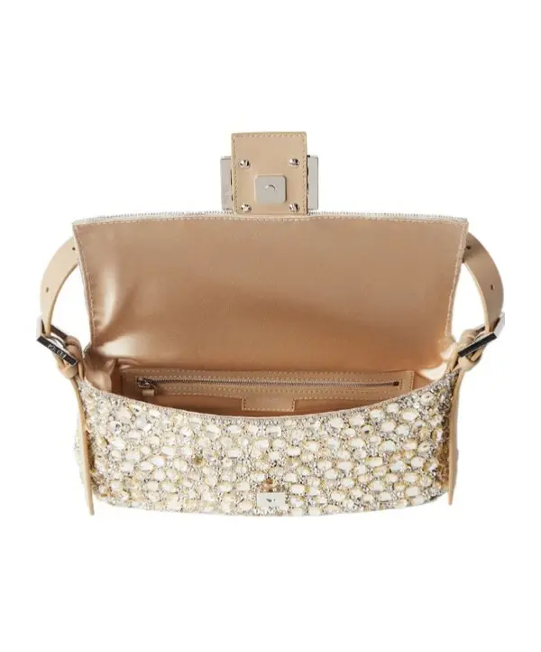 Fendi Baguette 26424 Bag Embroidered With Cabochon Crystals