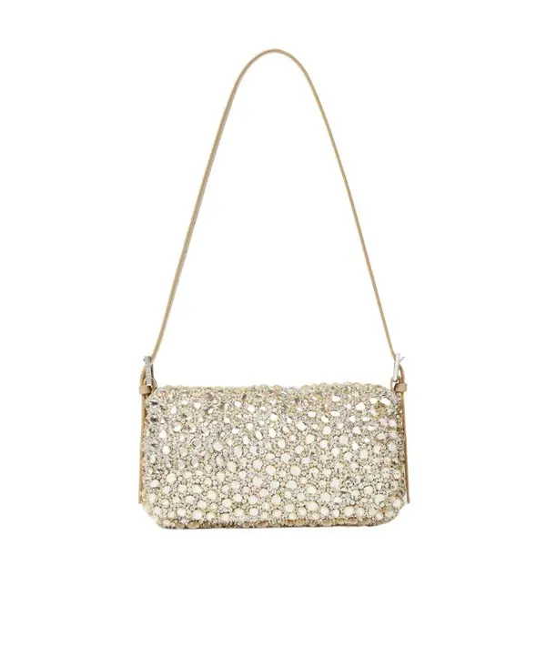 Fendi Baguette 26424 Bag Embroidered With Cabochon Crystals