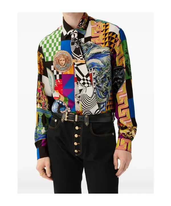 Versace Printed Silk-twill Regular Shirt
