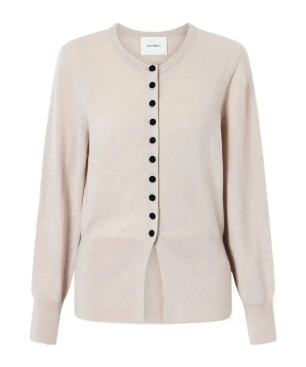 LISA YANG Oatmeal Crew Neck Cardigan - No