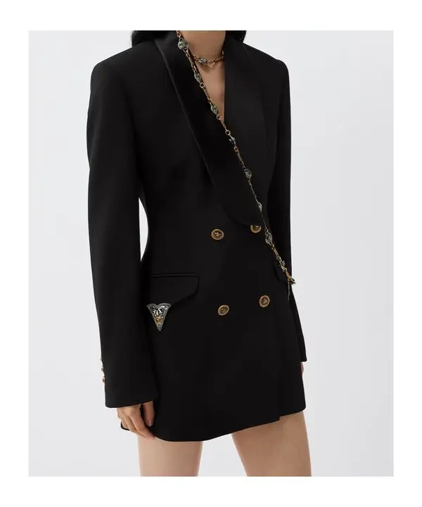 Versace Satin Shawl Double-breasted Blazer