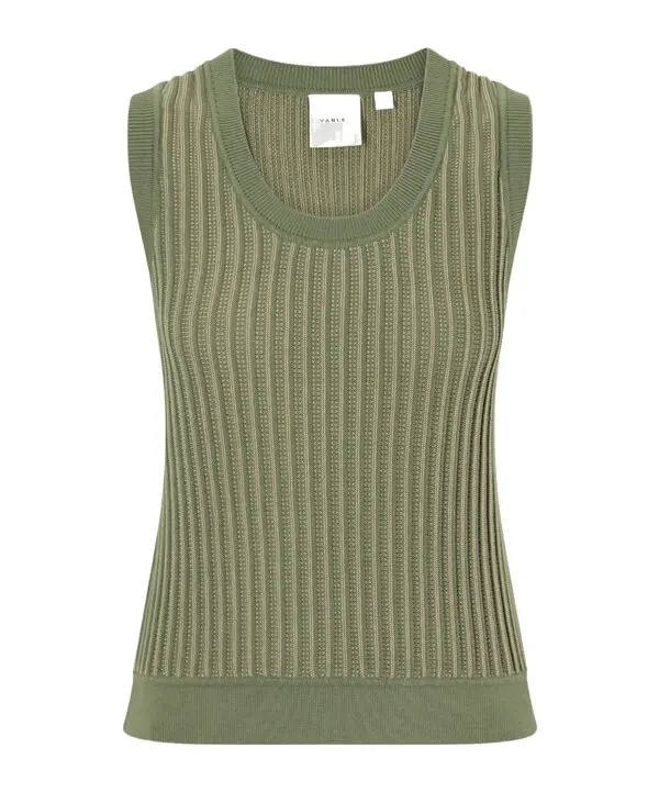 Varley Ribbed Knit Camisole Top - Green