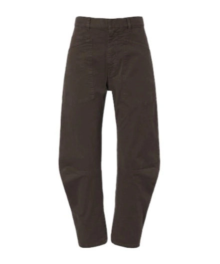 NILI LOTAN Shon Cotton Twill Barrel-leg Pants - Brown