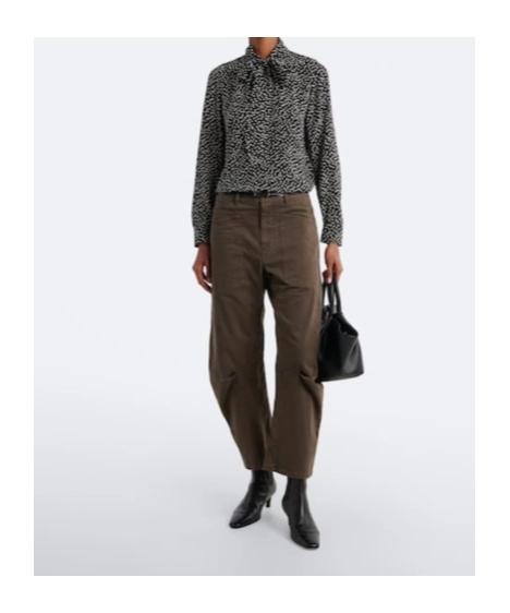 NILI LOTAN Shon Cotton Twill Barrel-leg Pants - Brown