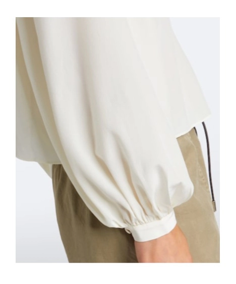 FRAME Gala Silk Georgette Blouse With Voluminous Sleeves - White