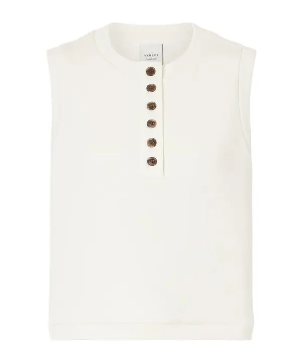 Varley Sleeveless Henley Tank Top - White