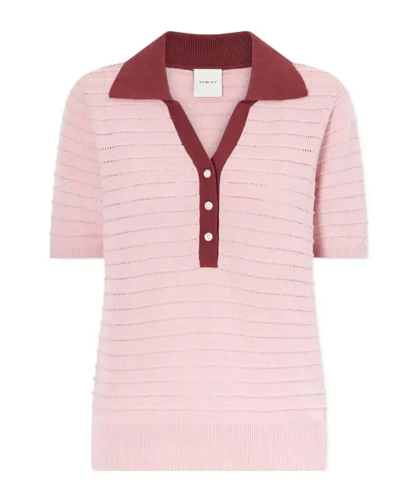 Varley Light Knit Polo Sweater - Pink
