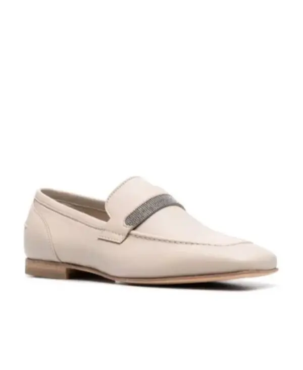 Brunello Cucinelli Monili Chain Leather Loafers