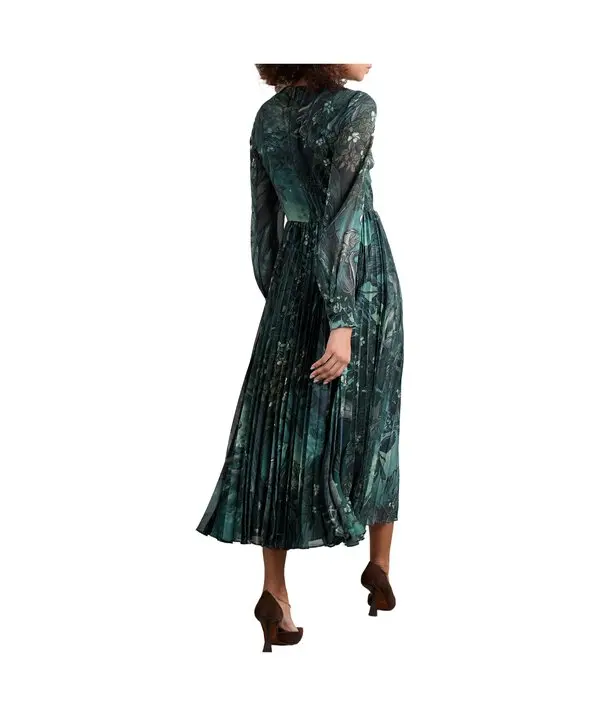 JASON WU Printed Pleated Chiffon Midi Dress
