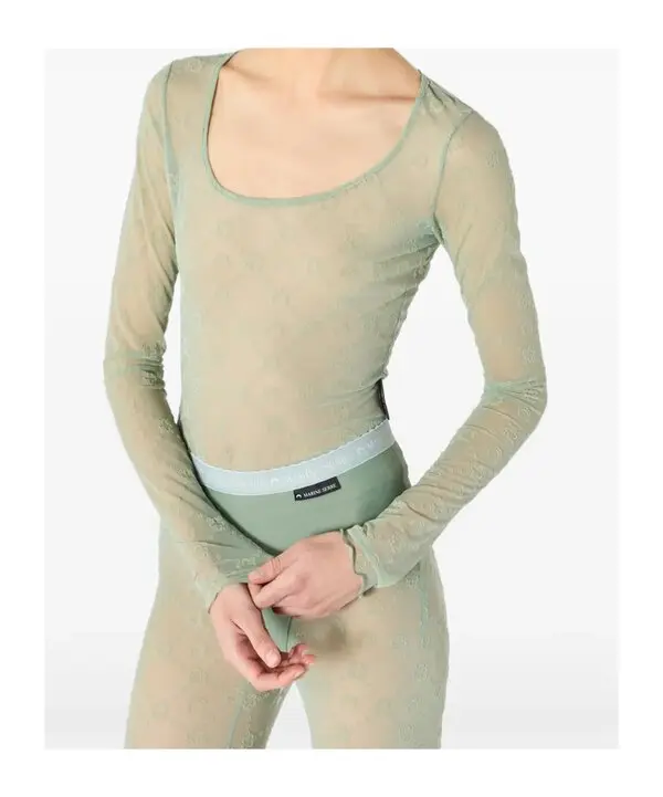 MARINE SERRE Moonogram Mesh Top - Gray