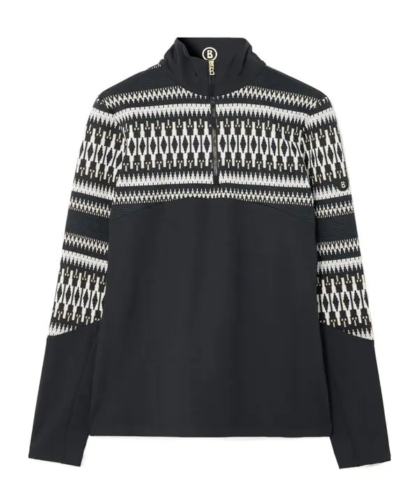 Bogner Jelissa Fair Isle Jacquard-trimmed Stretch-jersey Base Layer - Black
