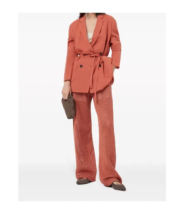 Brunello Cucinelli Double Breasted Suit With Monili Chain Detail