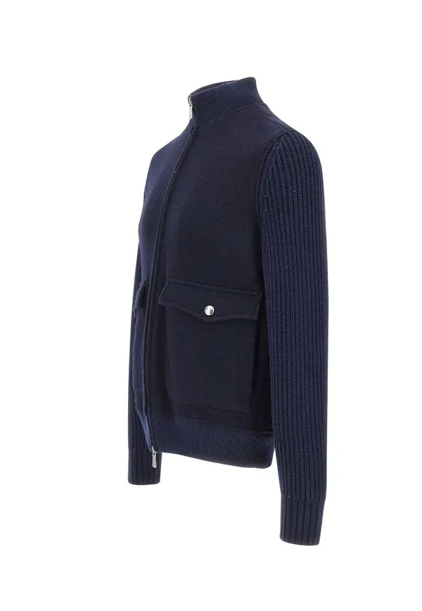 Eleventy Cable-knit Zip-up Jacket - Blue