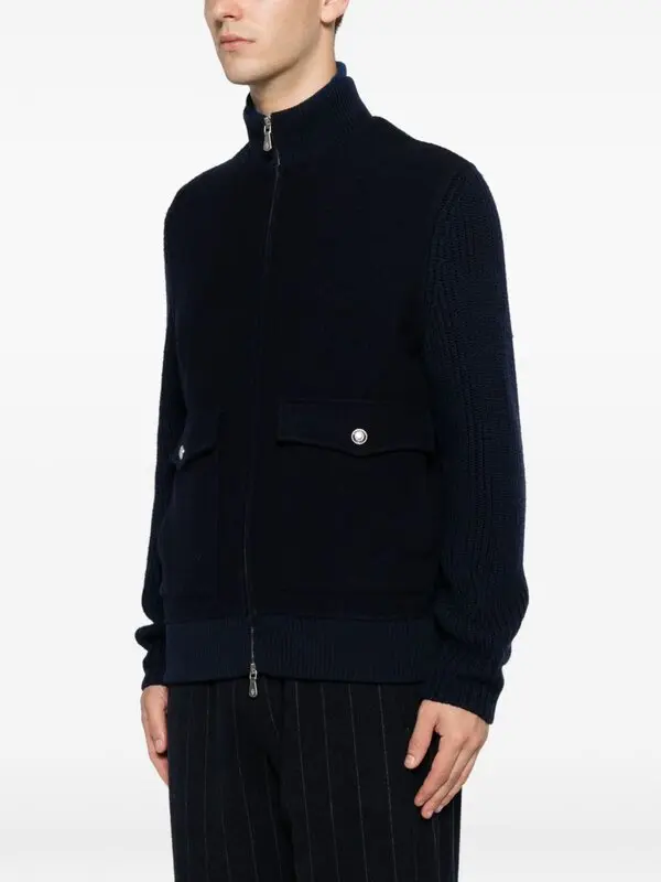 Eleventy Cable-knit Zip-up Jacket - Blue