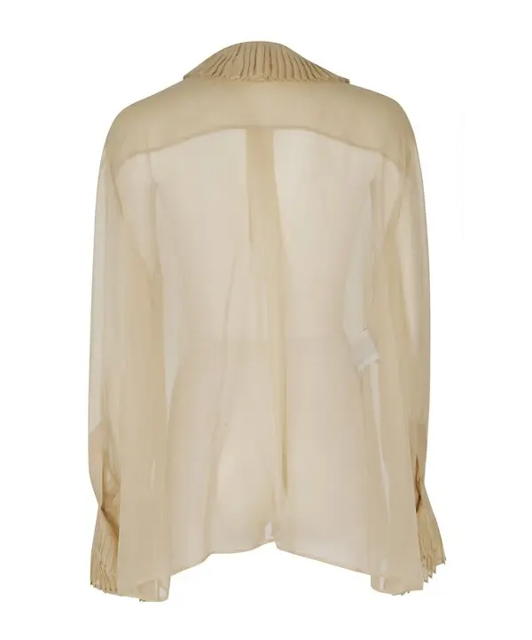 Alberta Ferretti Ruffled Pleated Blouse - Beige