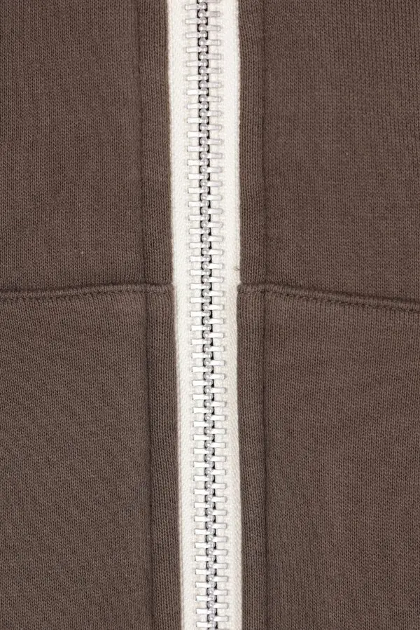 Sacai Zip-up Drawstring Cotton Jersey Hoodie - Khaki