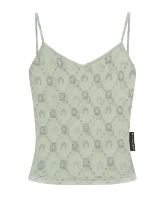 MARINE SERRE Moonogram Mesh Strappy Top - Gray