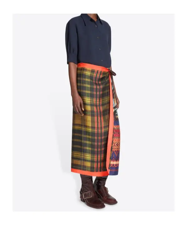 Dries Van Noten Printed Silk Wrap Skirt