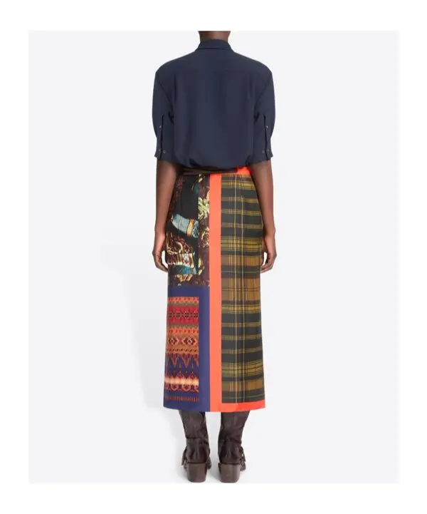 Dries Van Noten Printed Silk Wrap Skirt