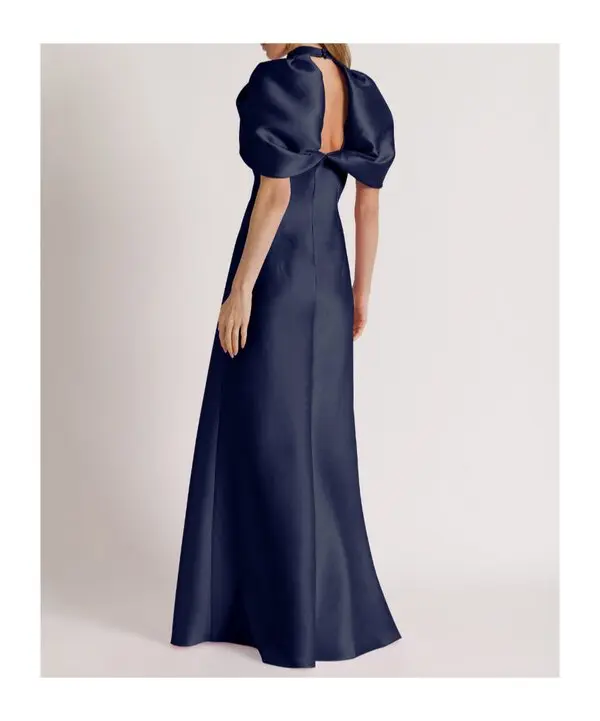 Alberta Ferretti Cape Sleeve High Neck Gown