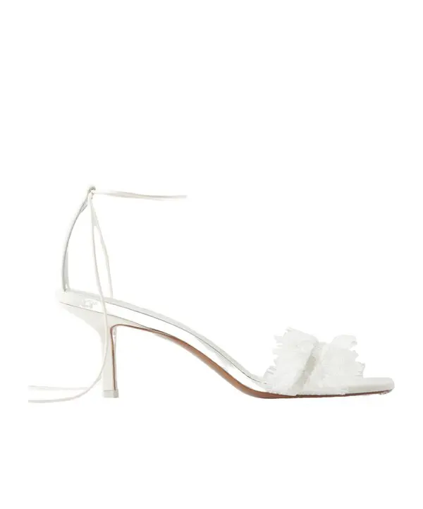 NEOUS Twill And Eyelash Lace Heeled Sandals